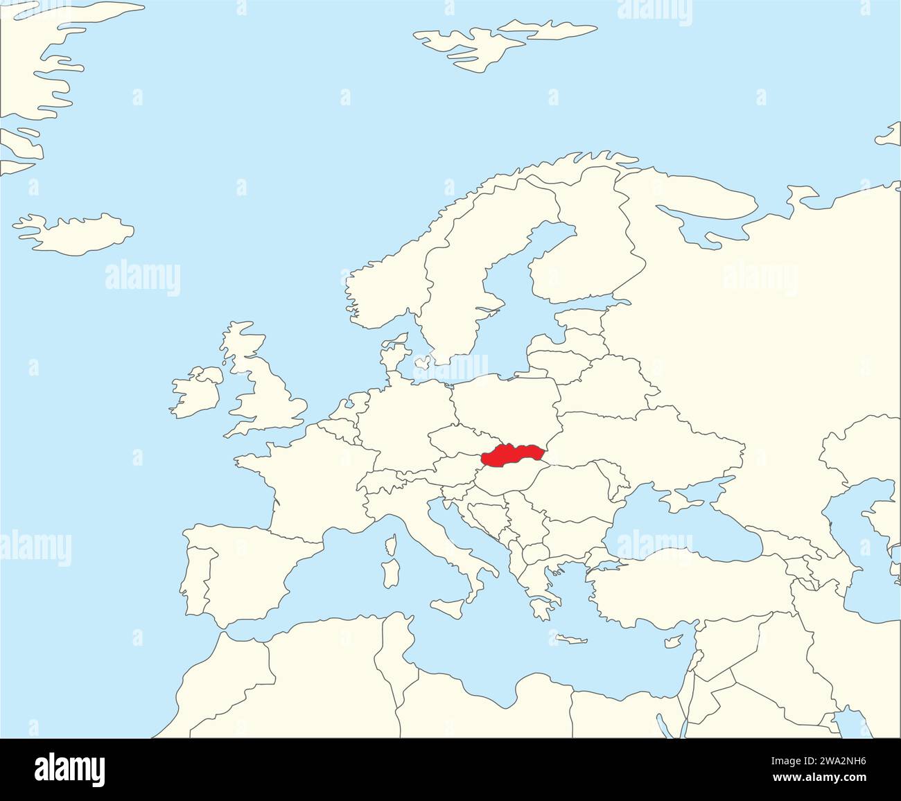 Location map of the SLOVAK REPUBLIC, EUROPE Stock Vector Image & Art - Alamy