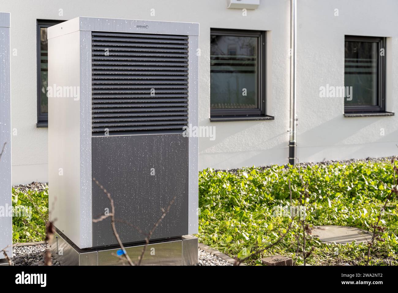 Bavaria, Germany - January 1, 2024: A modern heat pump heating system ...