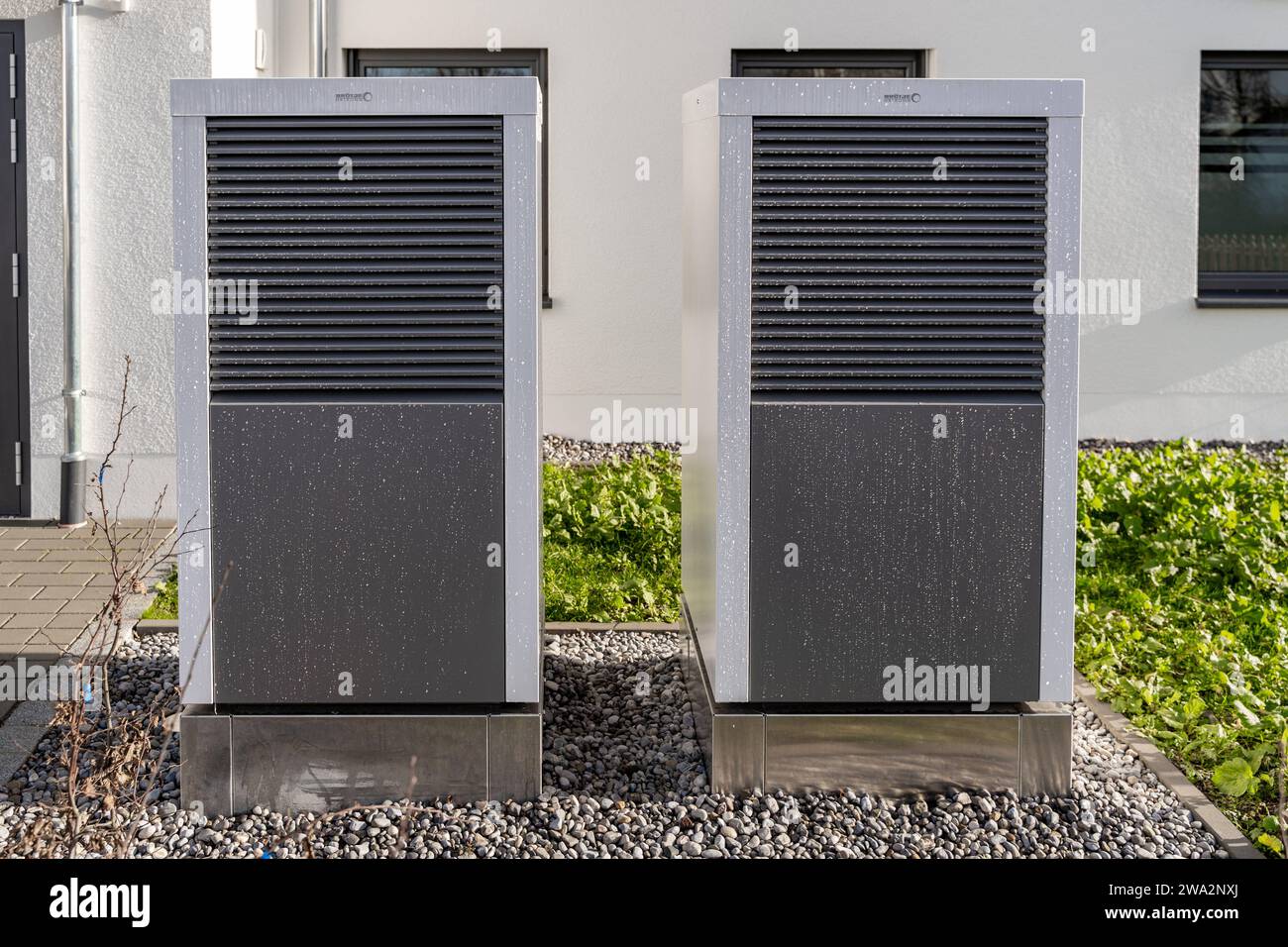 Bavaria, Germany - January 1, 2024: A modern heat pump heating system ...