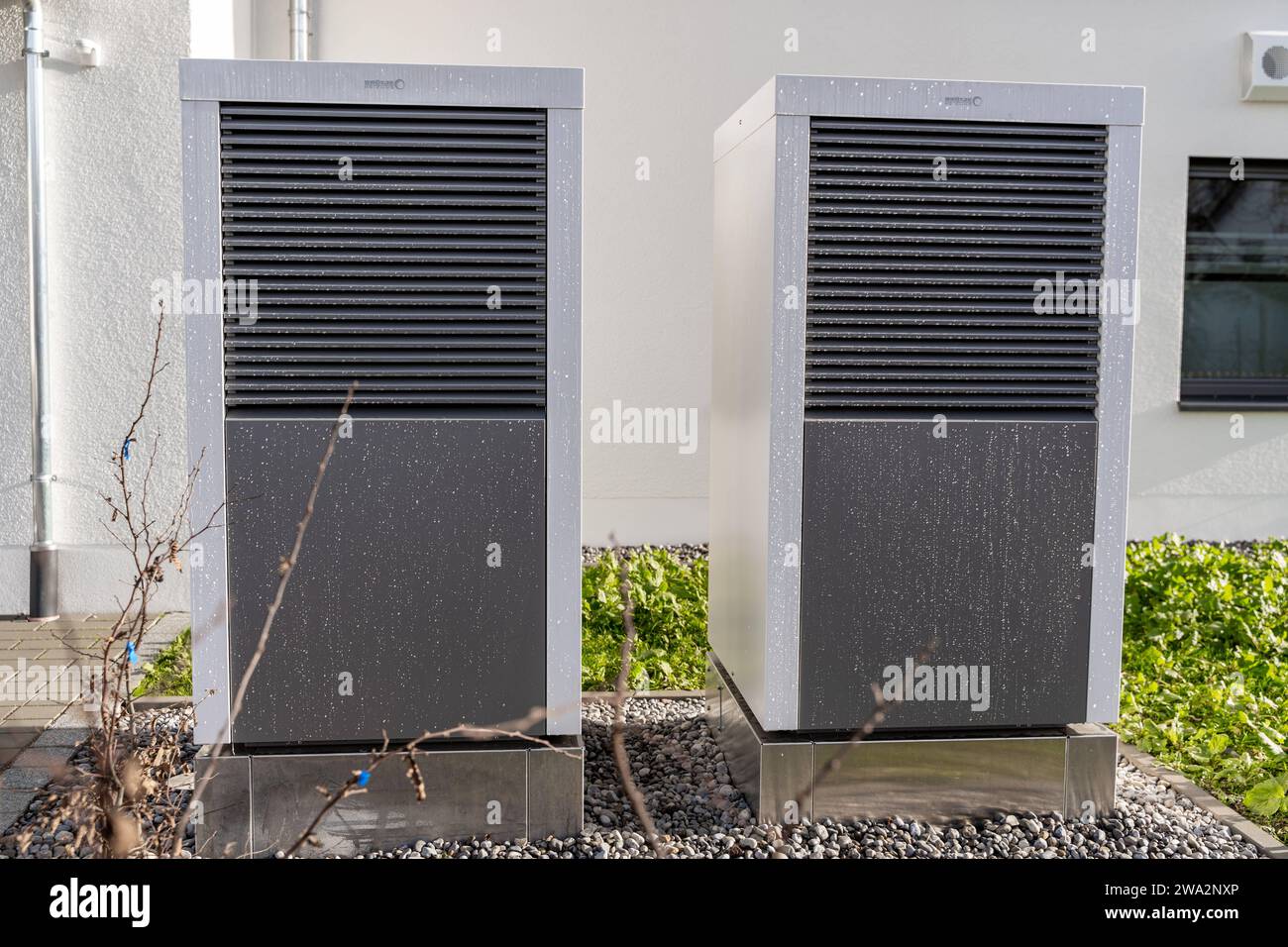 Bavaria, Germany - January 1, 2024: A modern heat pump heating system ...