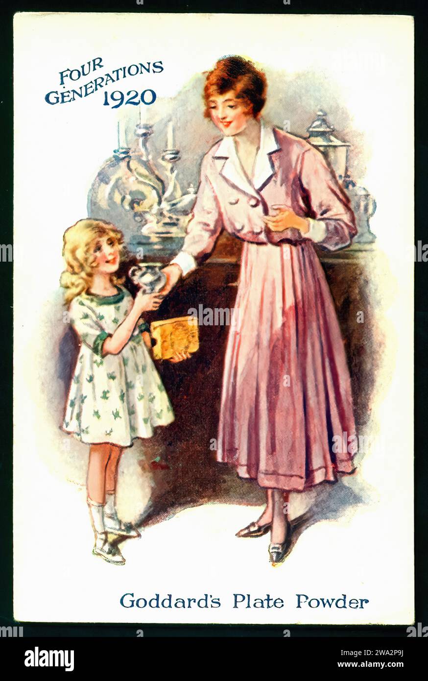 Four Generations, 1920 - Vintage British Tradecard Stock Photo - Alamy