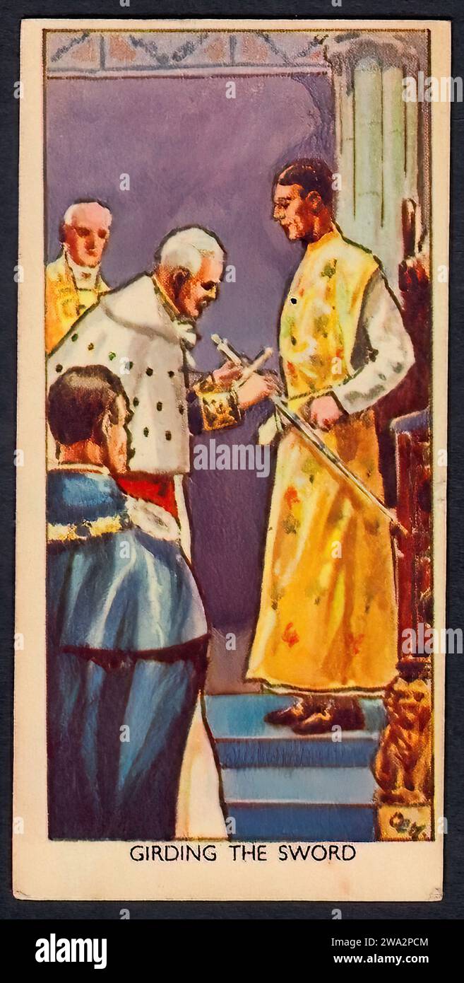 Girding the Sword - Vintage British Trade Card Stock Photo - Alamy