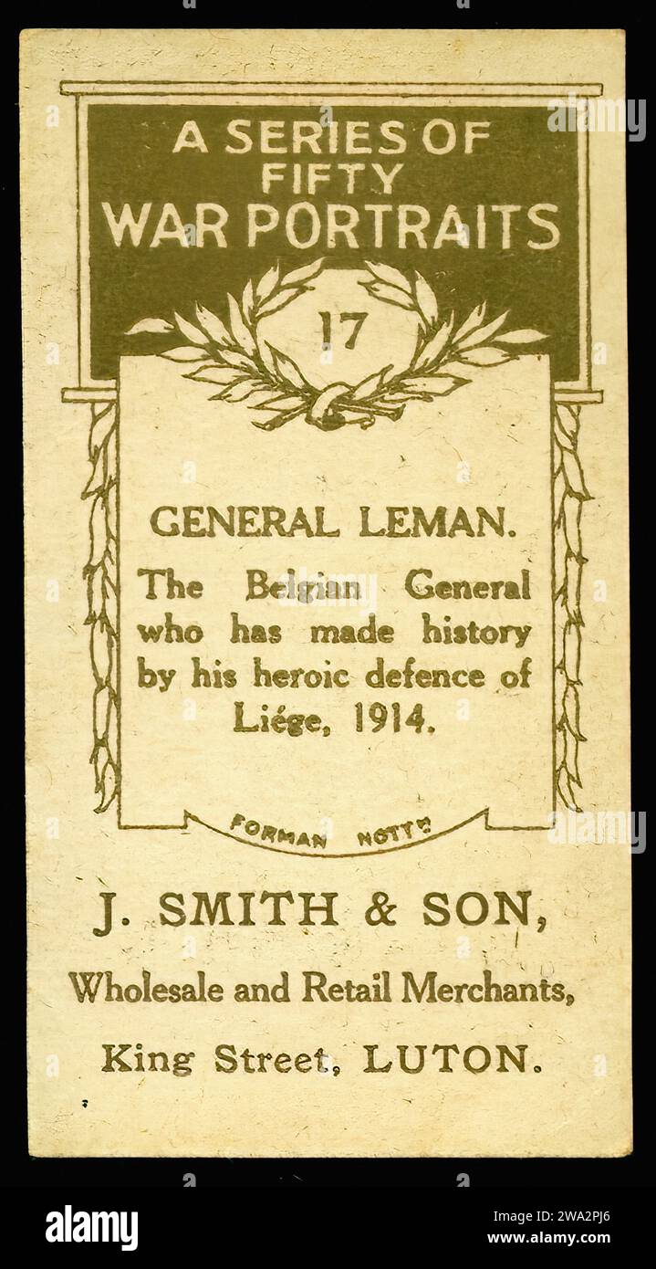 J.Smith & Son, Luton - Vintage British Tradecard Back Stock Photo - Alamy