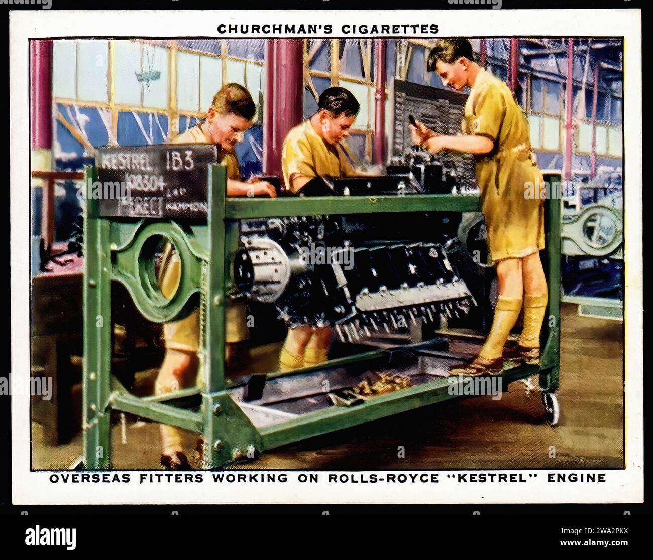 Maintenance on a Rolls-Royce Kestrel Engine - Vintage Cigarette Card ...