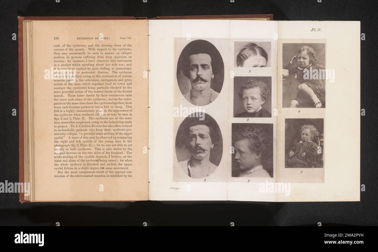 Seven portraits of unknown people and children showing sadness, Anonymous, c. 1863 - In or ...