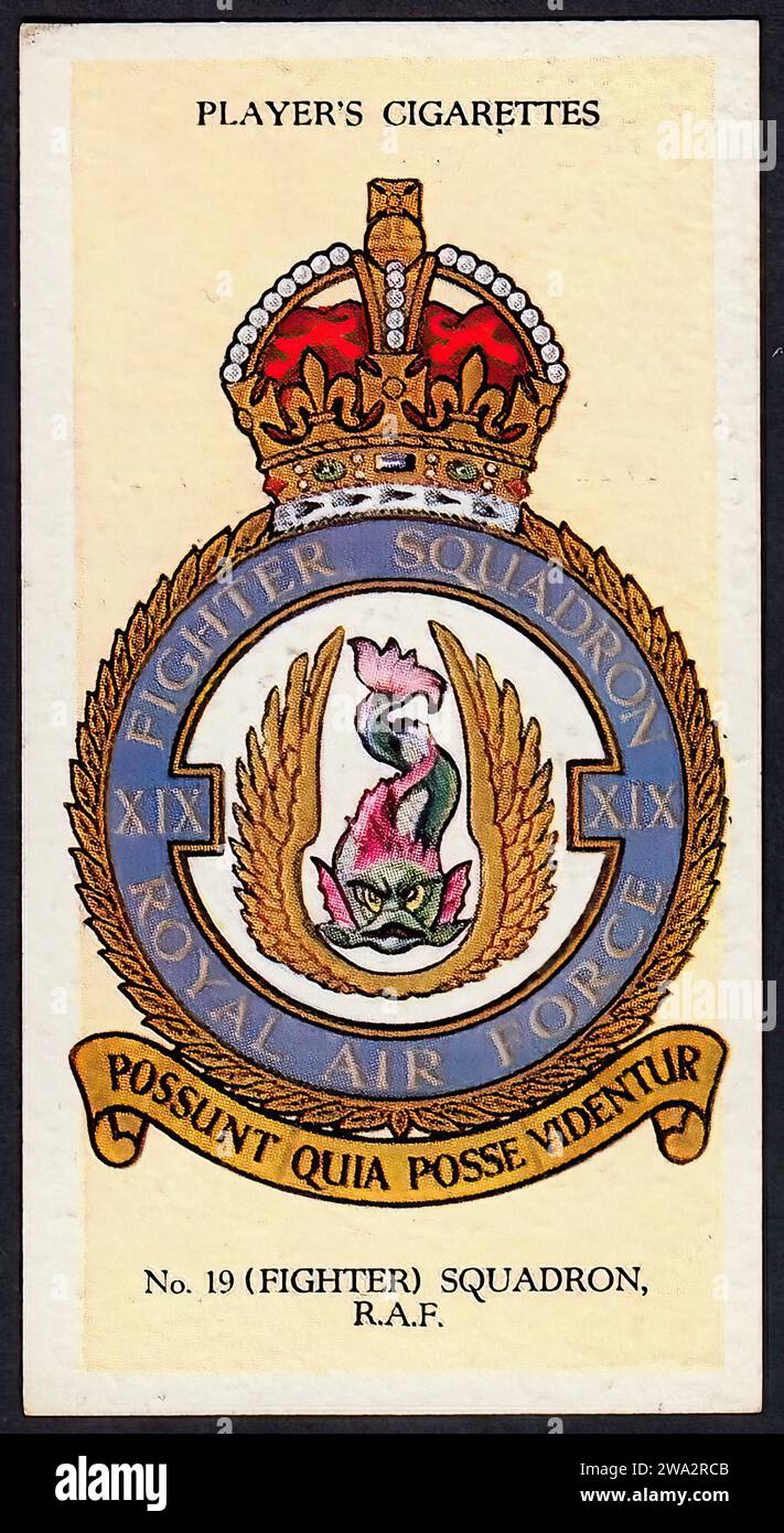 No19 Fighter Squadron - Vintage Cigarette Card Stock Photo - Alamy