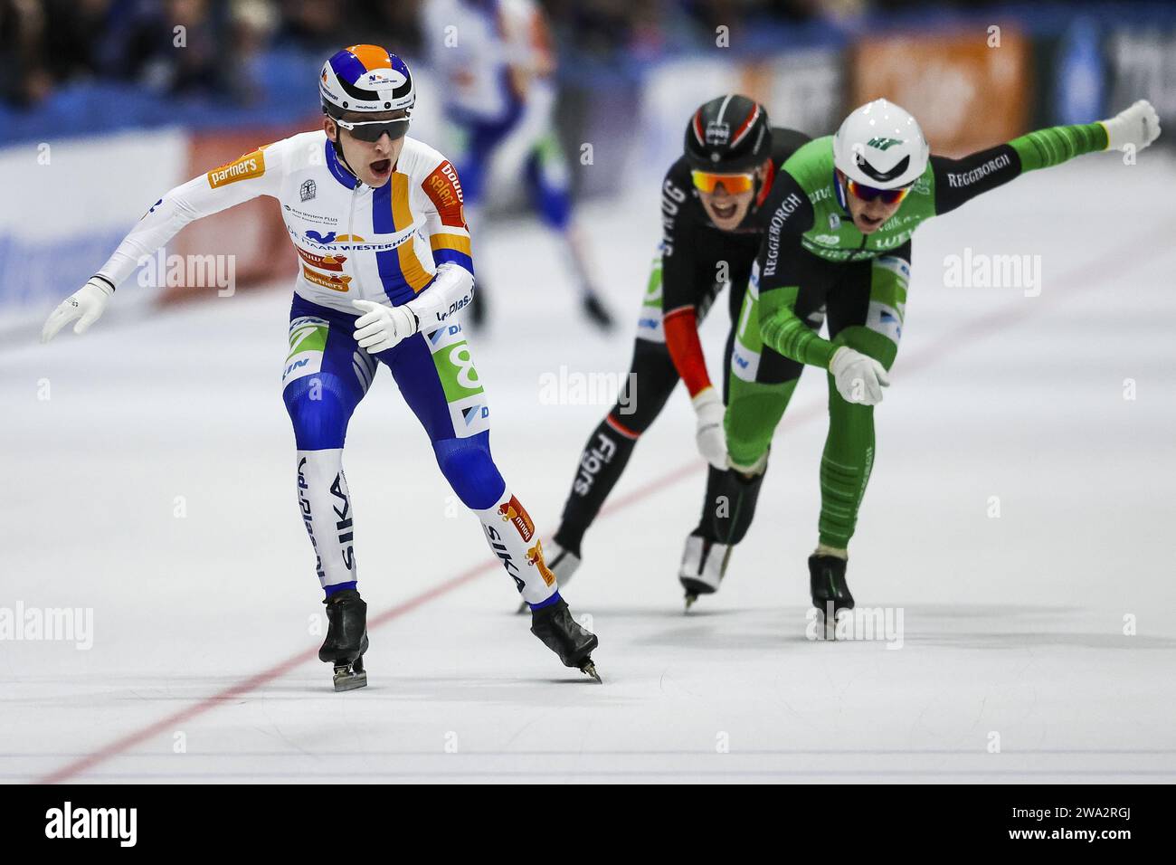 Elfstedenhal, Netherlands. 01st Jan, 2024. LEEUWARDEN - Luc ter Haar ...