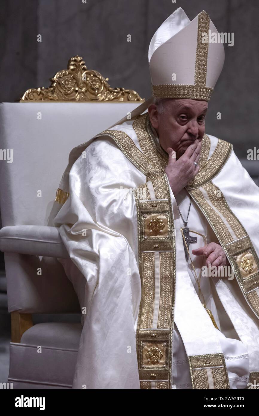 Vatican City, Vatican, 31 December 2023. Pope Francis presides over the ...