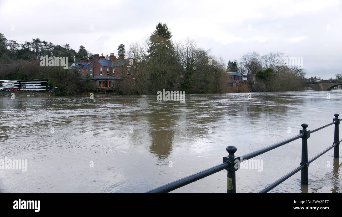 The River Severn in flood at Bewdley, Worcestershire. UK. December 2023 ...