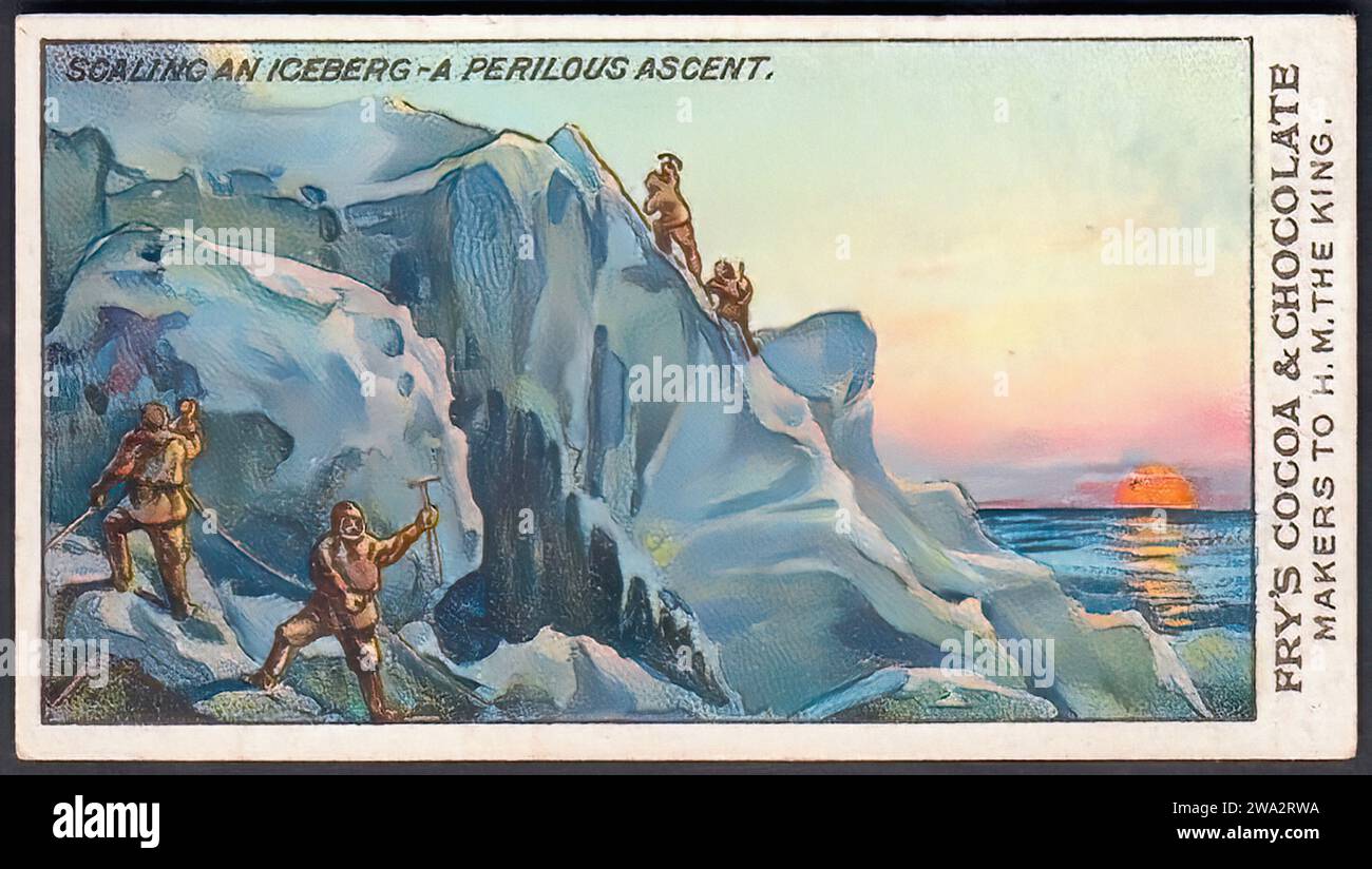 Scaling an Iceberg - Vintage Trade Card Stock Photo - Alamy