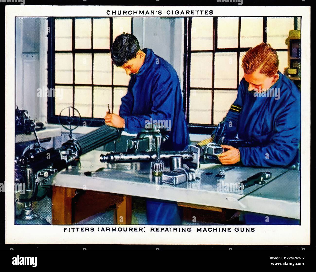 Repairing an Aeroplane's Machine Guns - Vintage Cigarette Card Stock ...