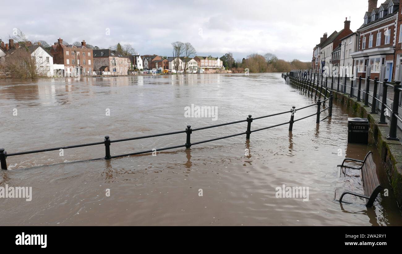 The River Severn in flood at Bewdley, Worcestershire. UK. December 2023 ...