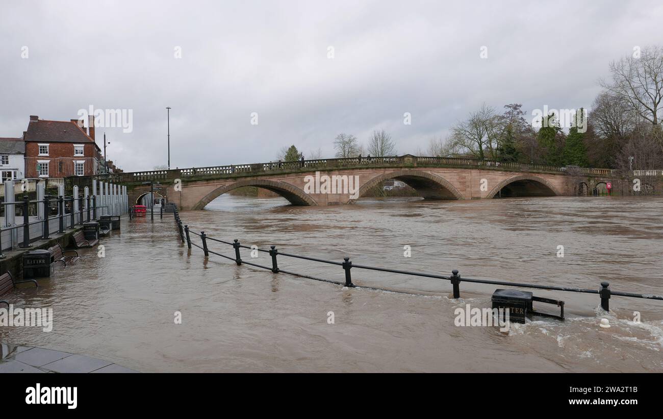 The River Severn in flood at Bewdley, Worcestershire. UK. December 2023 ...
