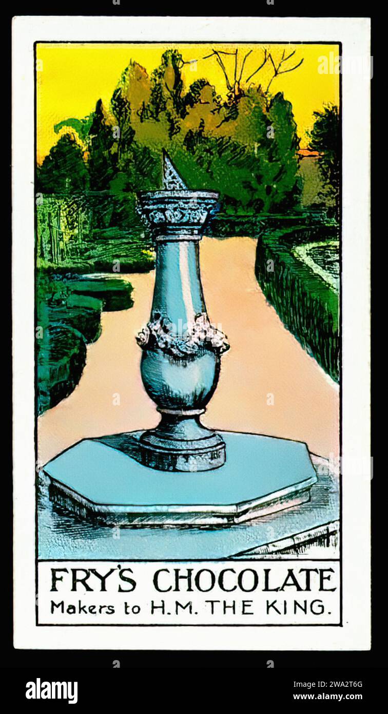 Sundial, Minley Manor - Vintage Fry's Tradecard Stock Photo - Alamy