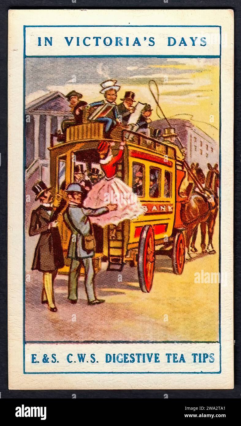 The First Horse-Bus, 1829 - Vintage British Trade Card Stock Photo - Alamy