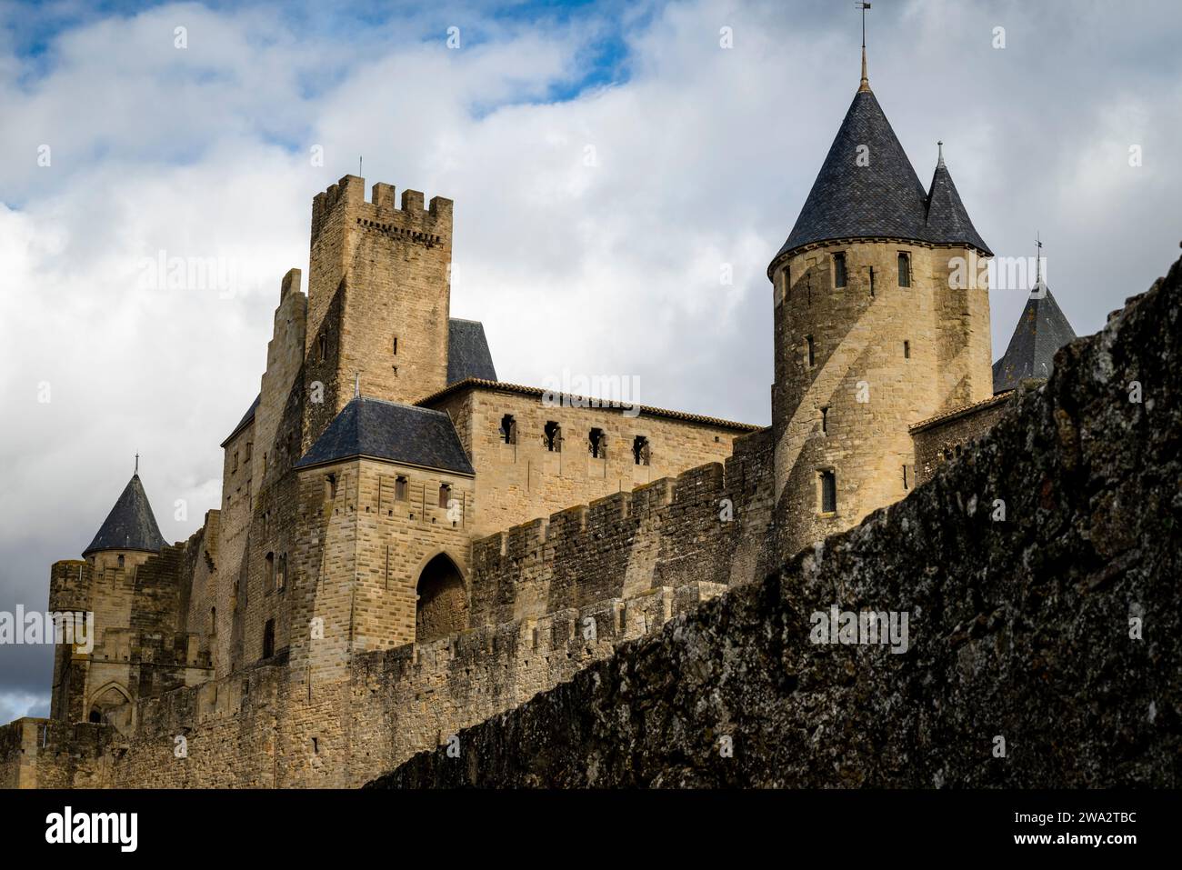 La Cité, medieval citadel with numerous watchtowers and double-walled ...