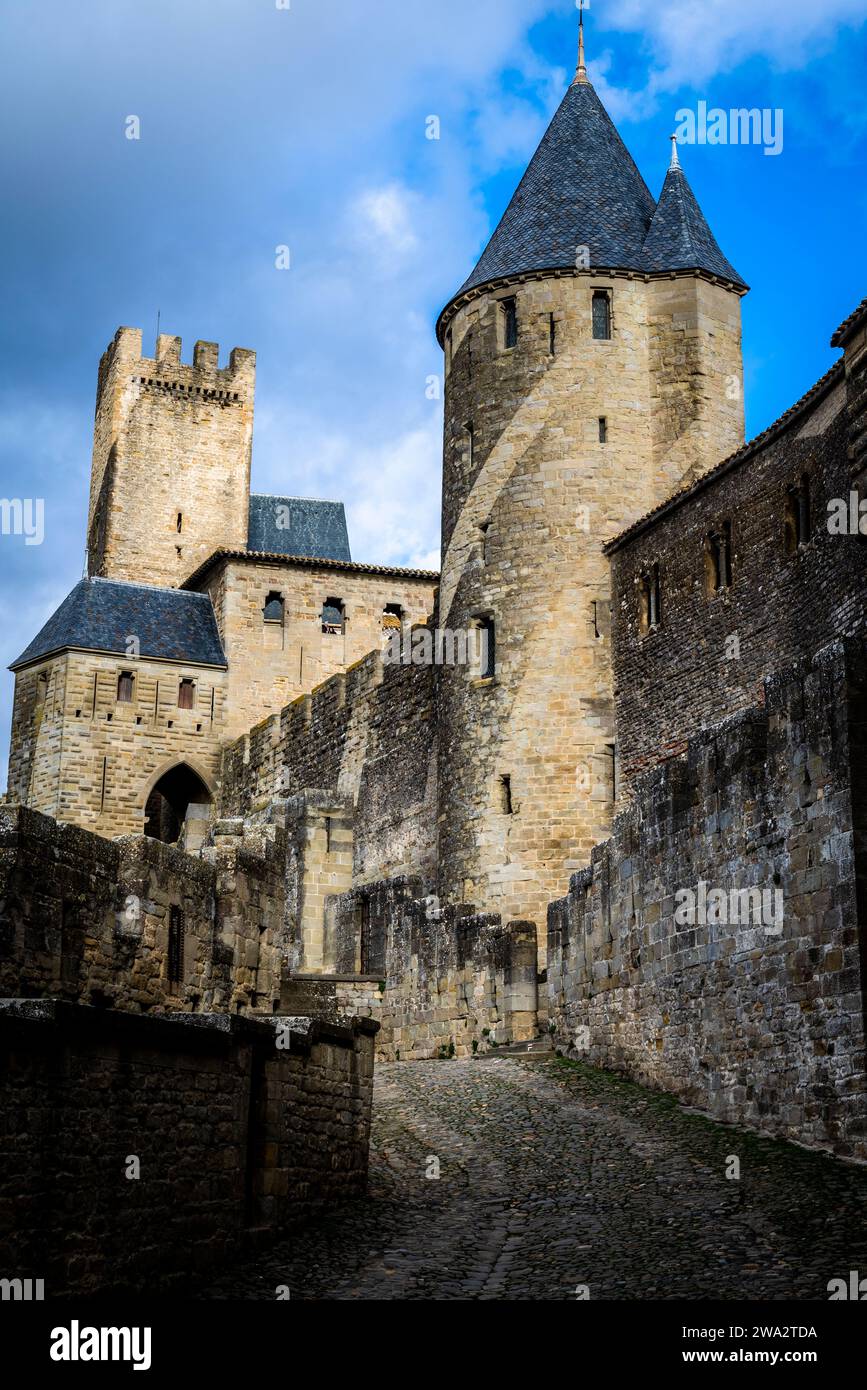 La Cité, medieval citadel with numerous watchtowers and double-walled ...