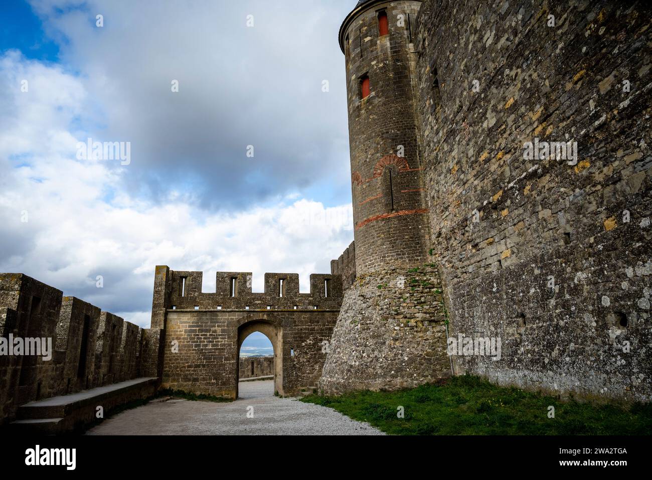 La Cité, medieval citadel with numerous watchtowers and double-walled ...