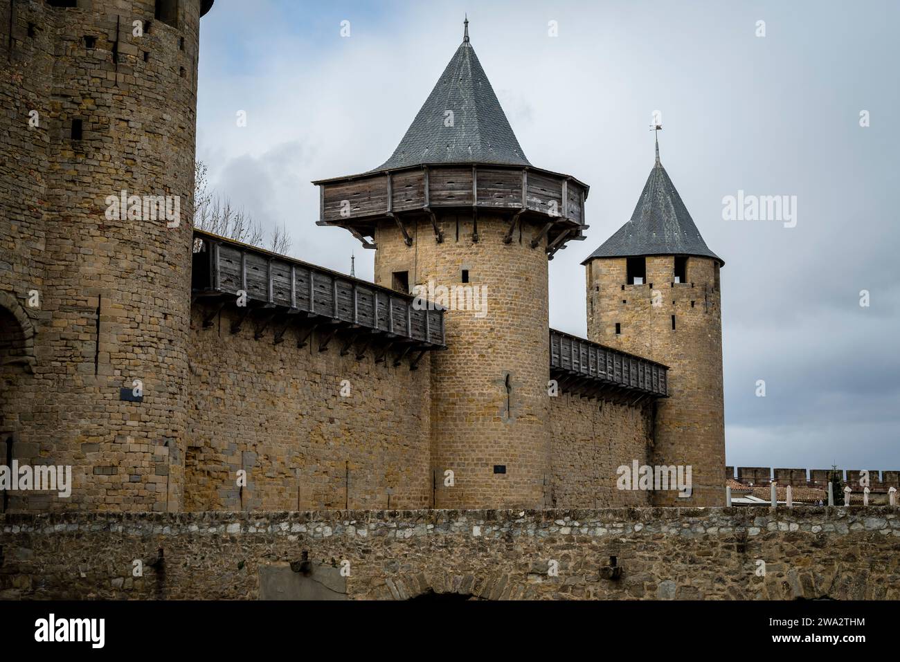 La Cité, medieval citadel with numerous watchtowers and double-walled ...
