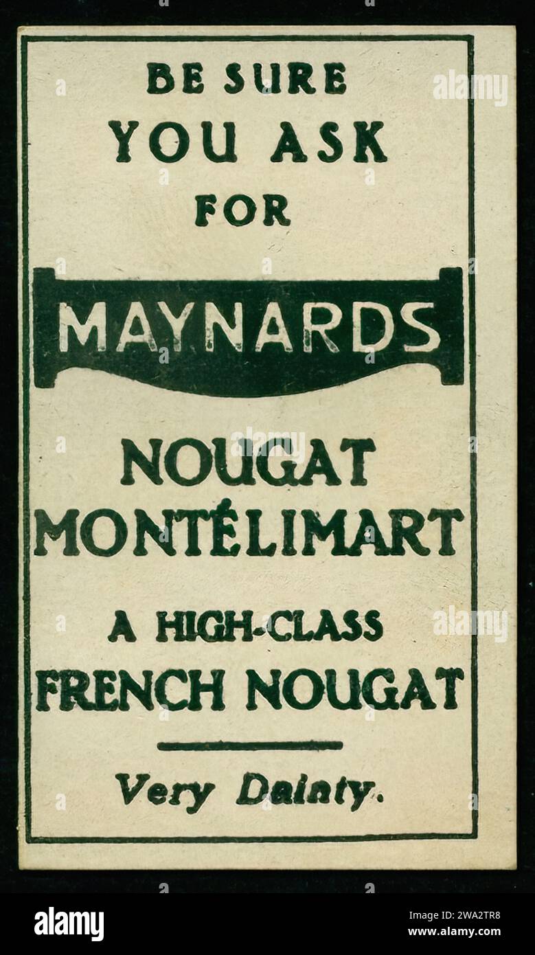 Vintage Maynards Tradecard Back Stock Photo - Alamy