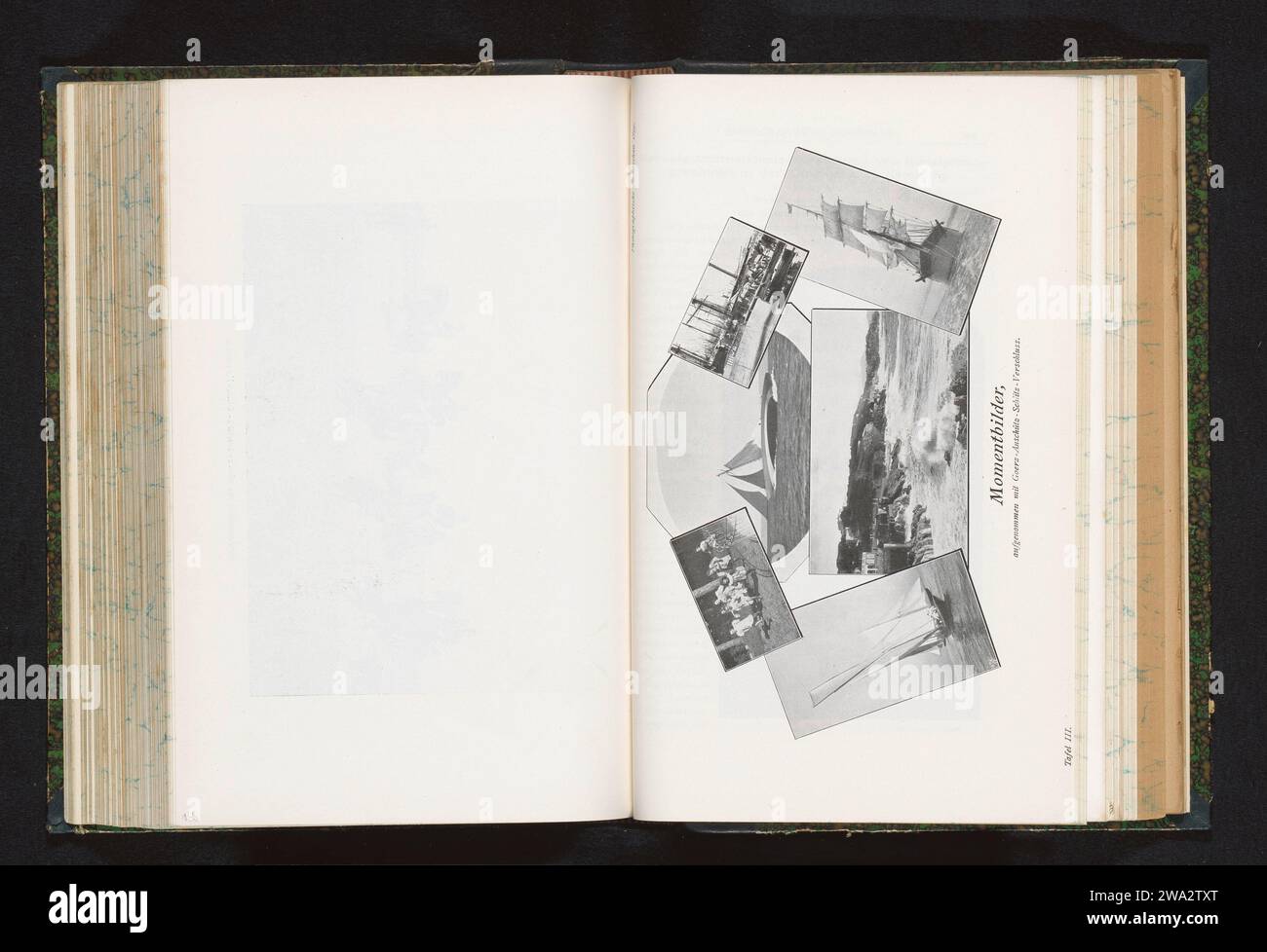 Collage of photos of sailing ships, a harbor, the coast and a group of ...