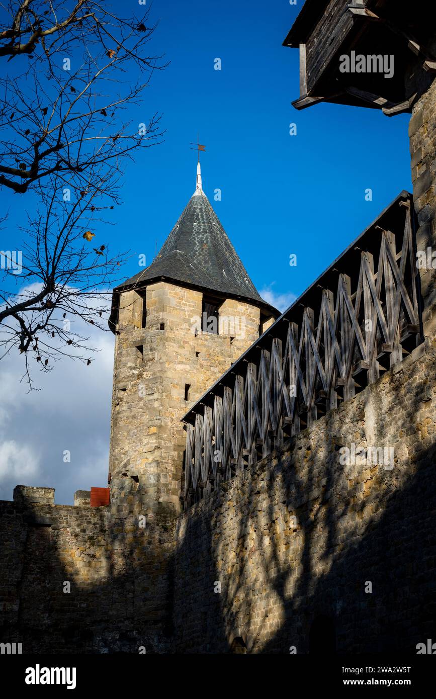 Château Comtal, Large, restored 12th-century hilltop castle, with a ...
