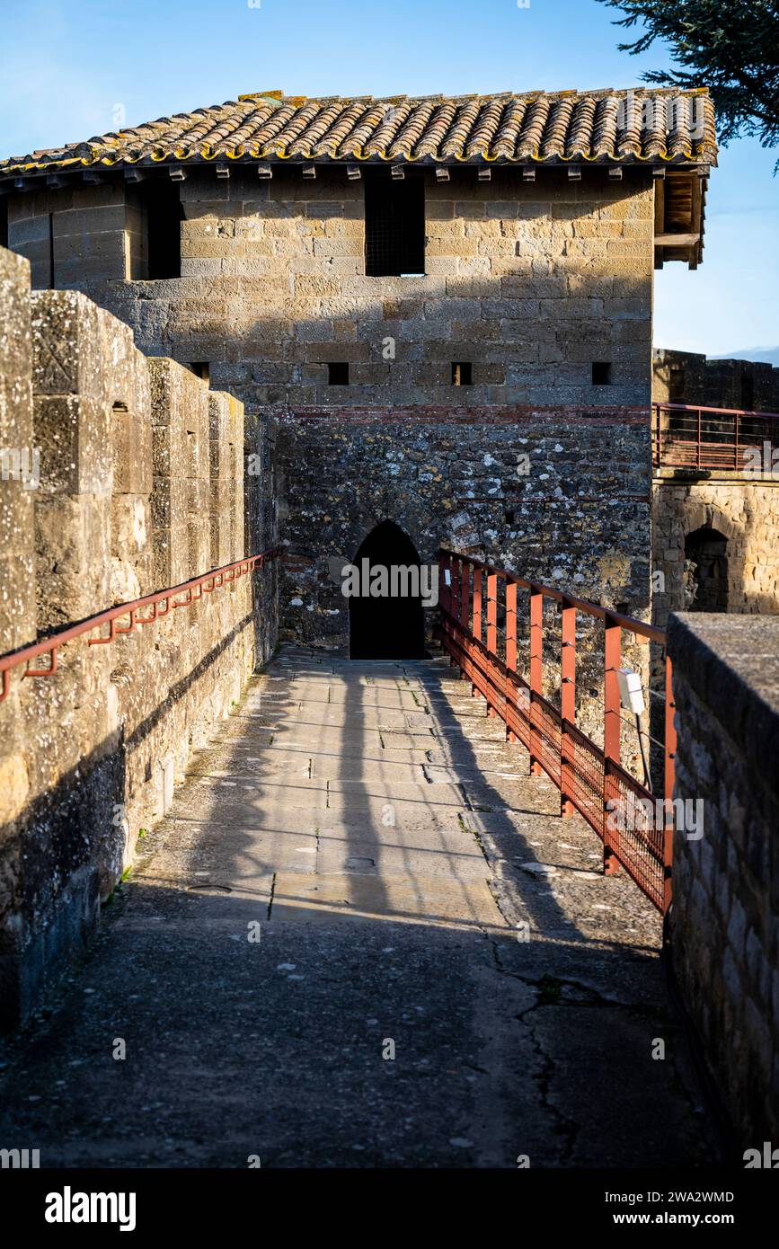 Ramparts in La Cité, medieval citadel. The first walls were built in ...