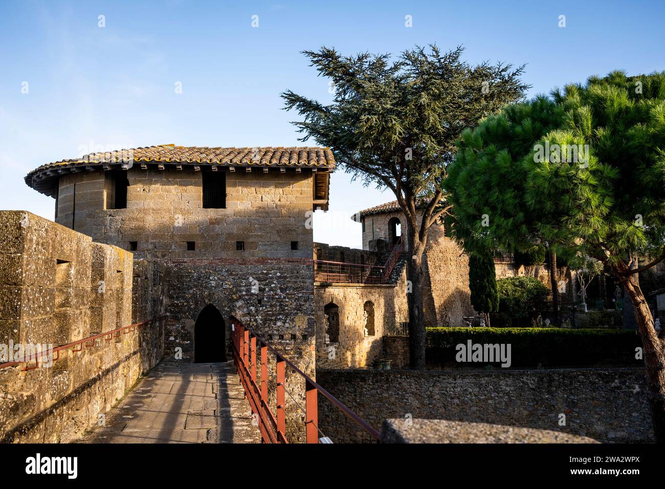 Ramparts in La Cité, medieval citadel. The first walls were built in ...