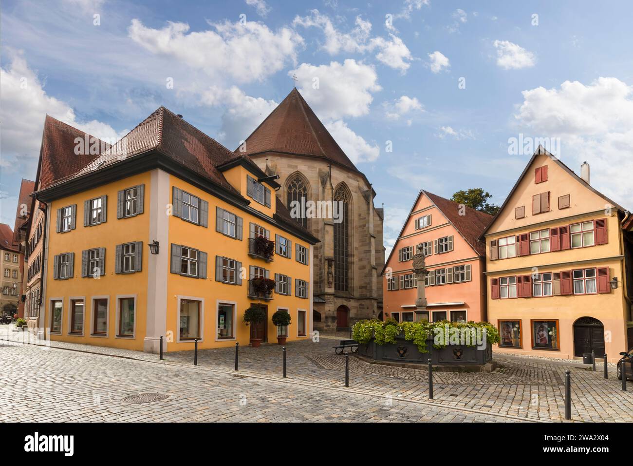 Medieval town with colorful houses in the old town of Dinkelsbühl ...