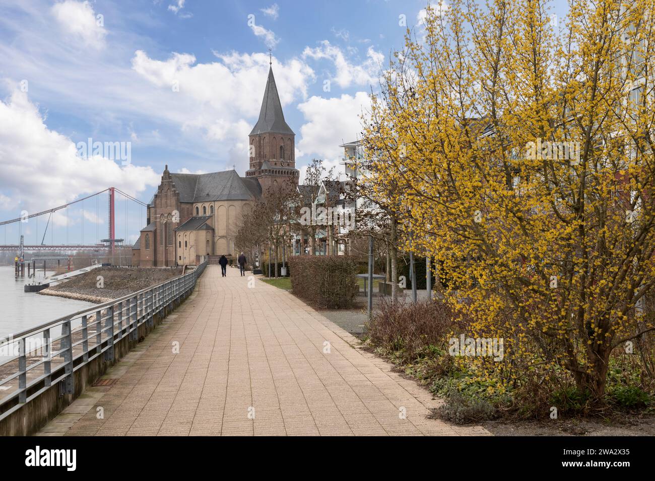 Promenade along the Rhine with a view of St. Martin's Church in ...