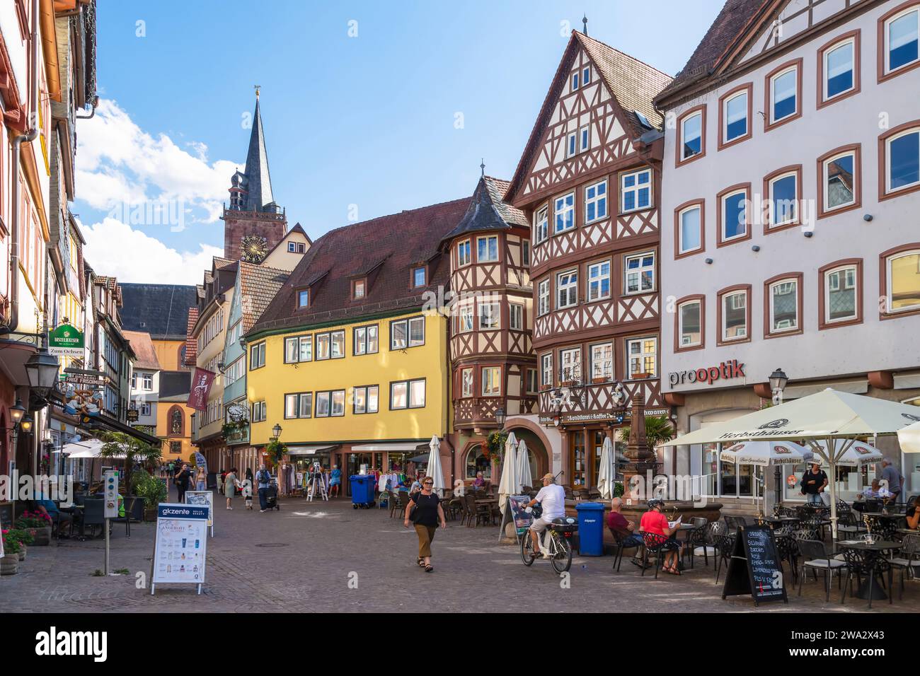 Historic Old Town Market in the medieval village of Wertheim in Baden ...