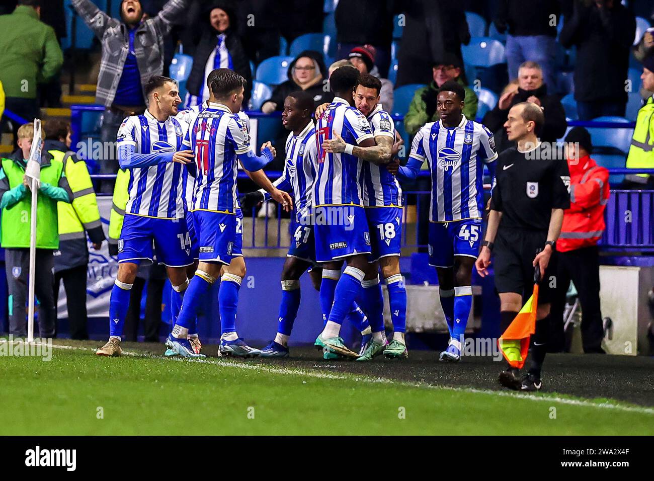 Marvin Johnson 18 of Sheffield Wednesday celebrates his goal during the ...
