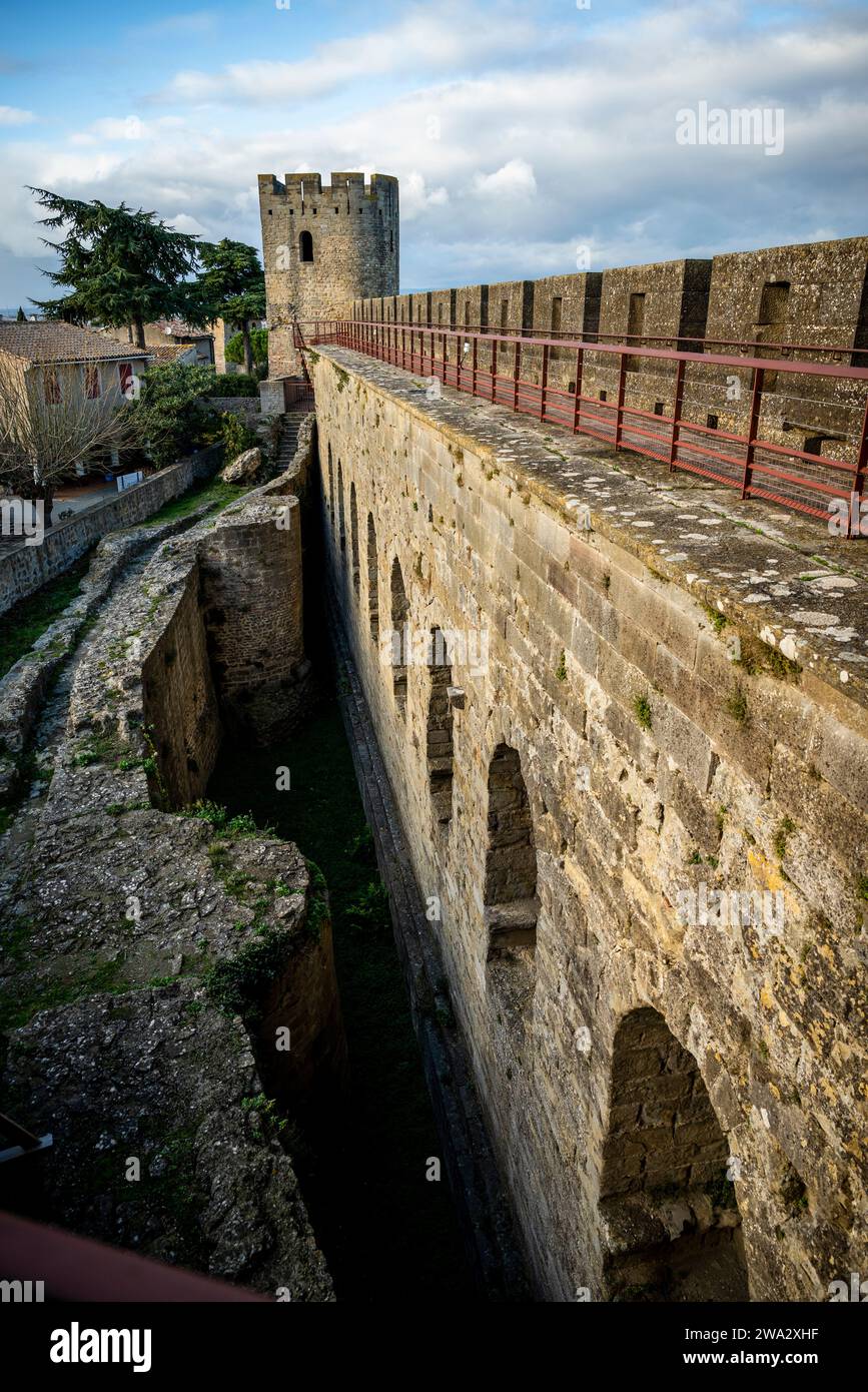 Ramparts in La Cité, medieval citadel. The first walls were built in ...