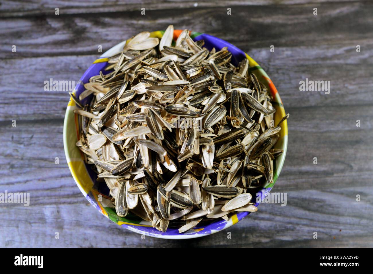 pile of debris, waste of the sunflower seeds and peels after consumed ...