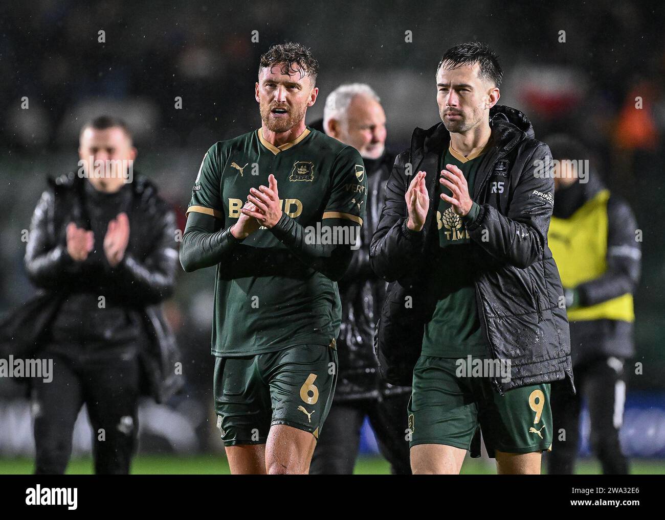 Dan Scarr of Plymouth Argyle and Ryan Hardie of Plymouth Argyle ...