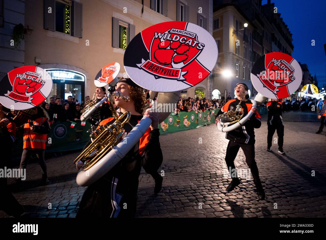 Rome, RM, Italy. 1st Jan, 2024. Marching bands, majorettes ...