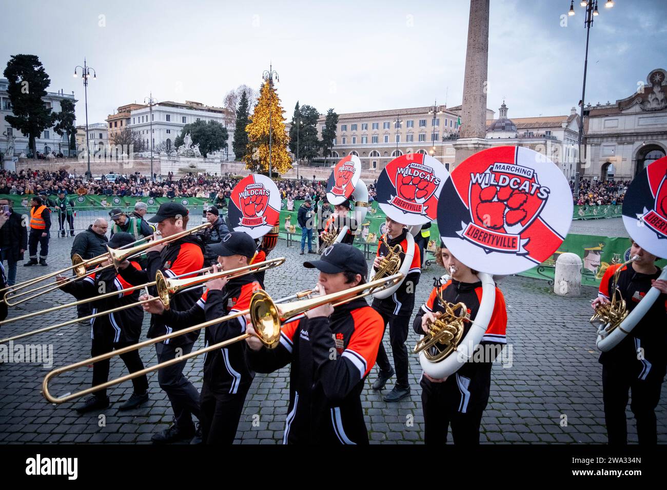 Rome, RM, Italy. 1st Jan, 2024. Marching bands, majorettes ...