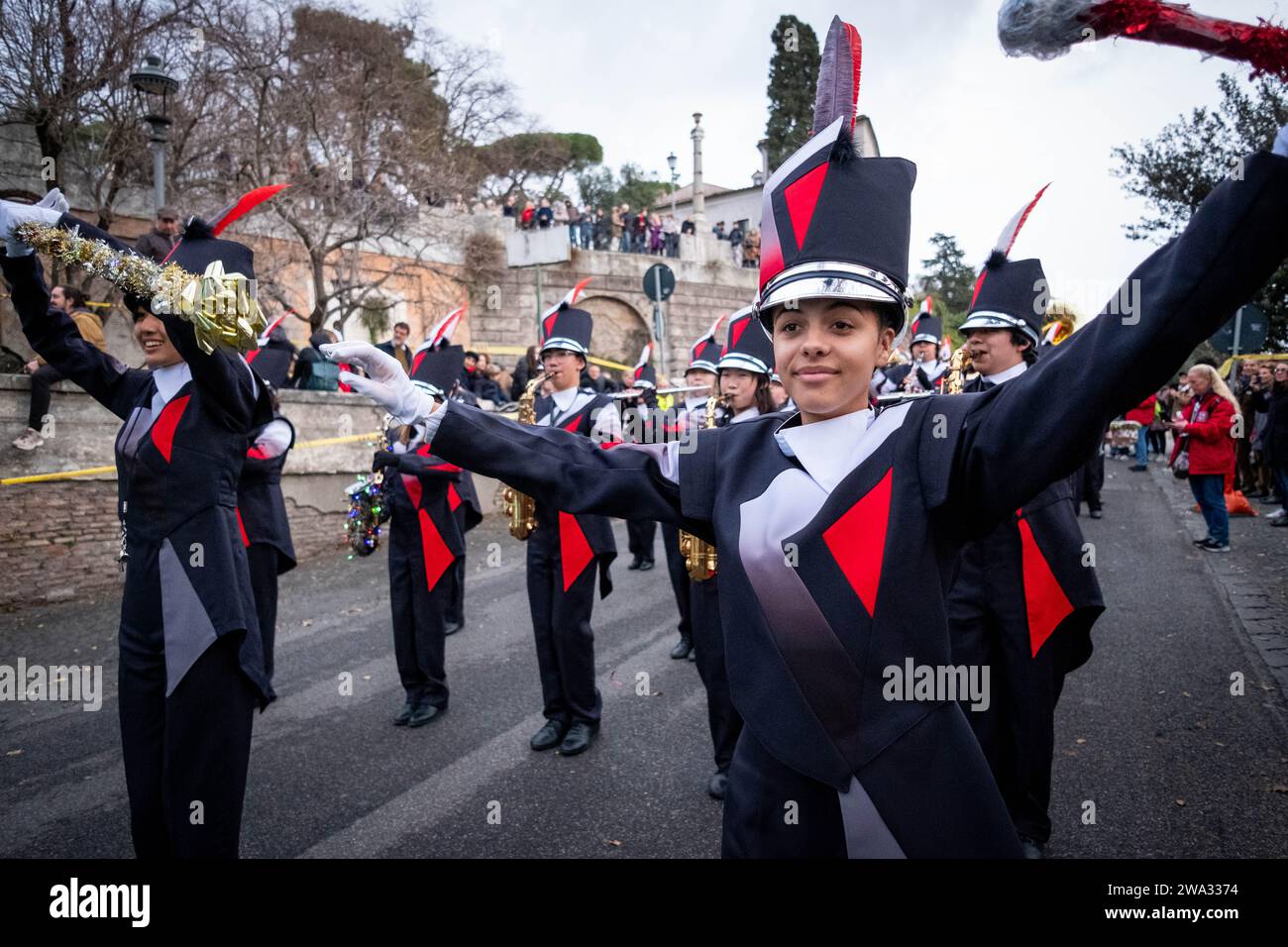 Rome, RM, Italy. 1st Jan, 2024. Marching bands, majorettes ...