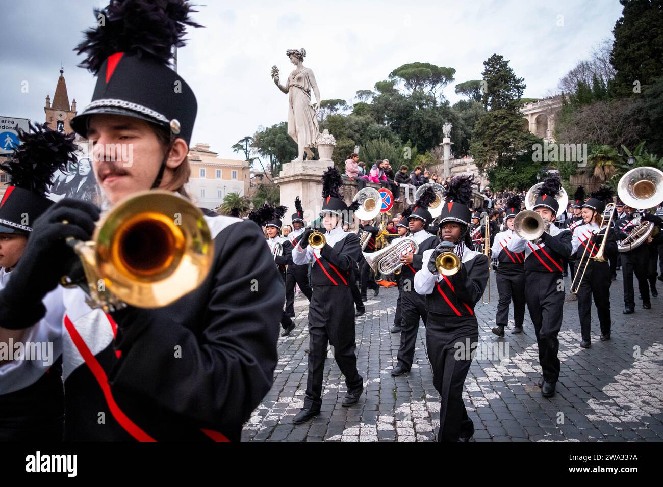 Rome, RM, Italy. 1st Jan, 2024. Marching bands, majorettes ...