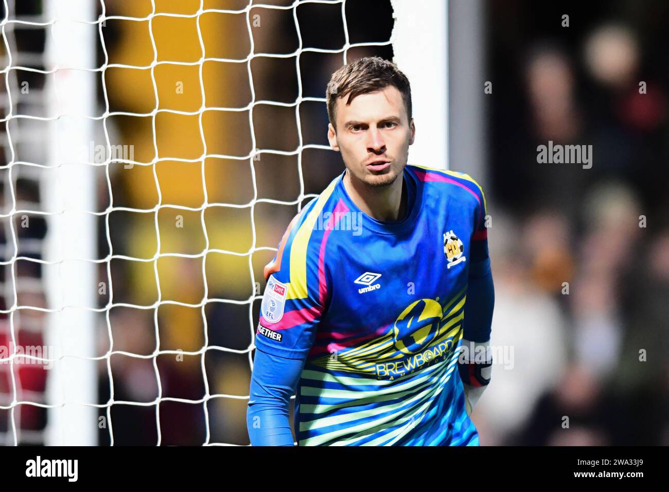 Cambridge on Monday 1st January 2024. Goalkeeper Jack Stevens (1 ...