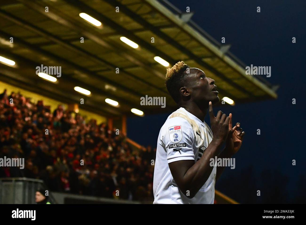 Cambridge on Monday 1st January 2024. Daniel Agyei (7 Leyton Orient ...