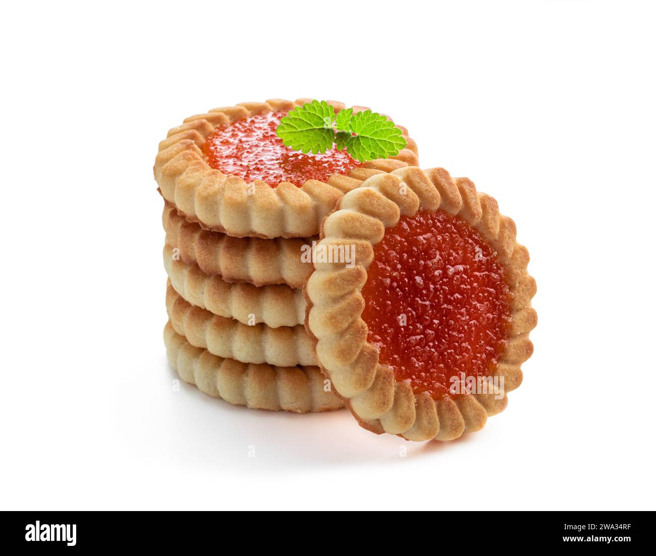 Stack of jam filling biscuits isolated on white Stock Photo - Alamy