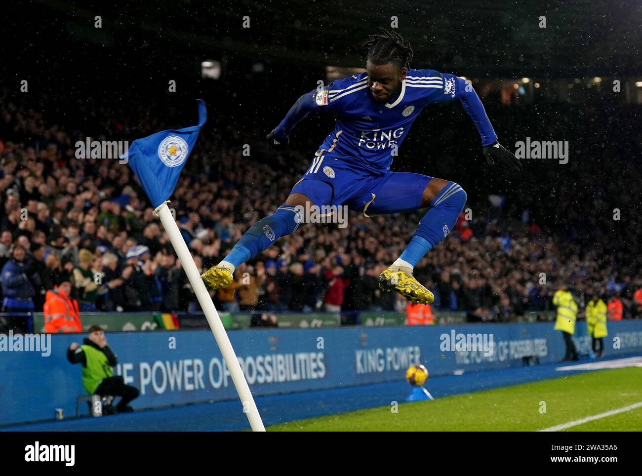 Leicester City's Stephy Mavididi celebrates scoring his sides fourth ...