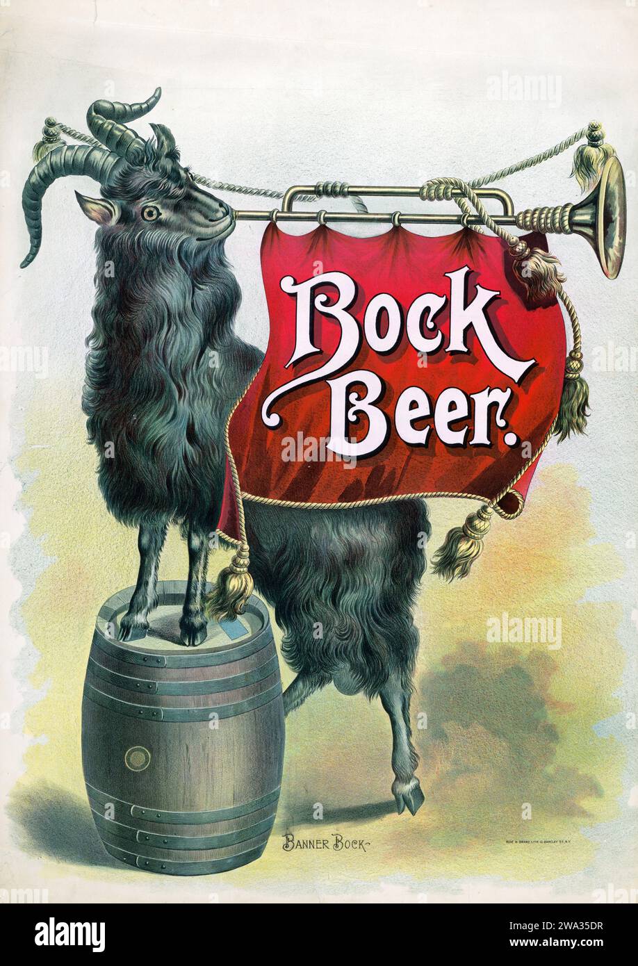 Old American advertisement - Bock Beer advertising poster, Goat with ...