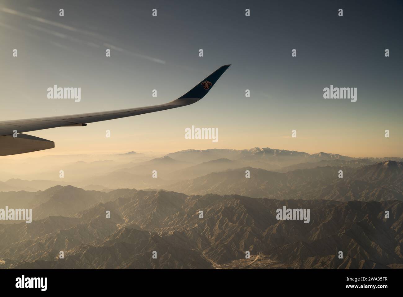 Airplane wing sunset red text hi-res stock photography and images - Alamy