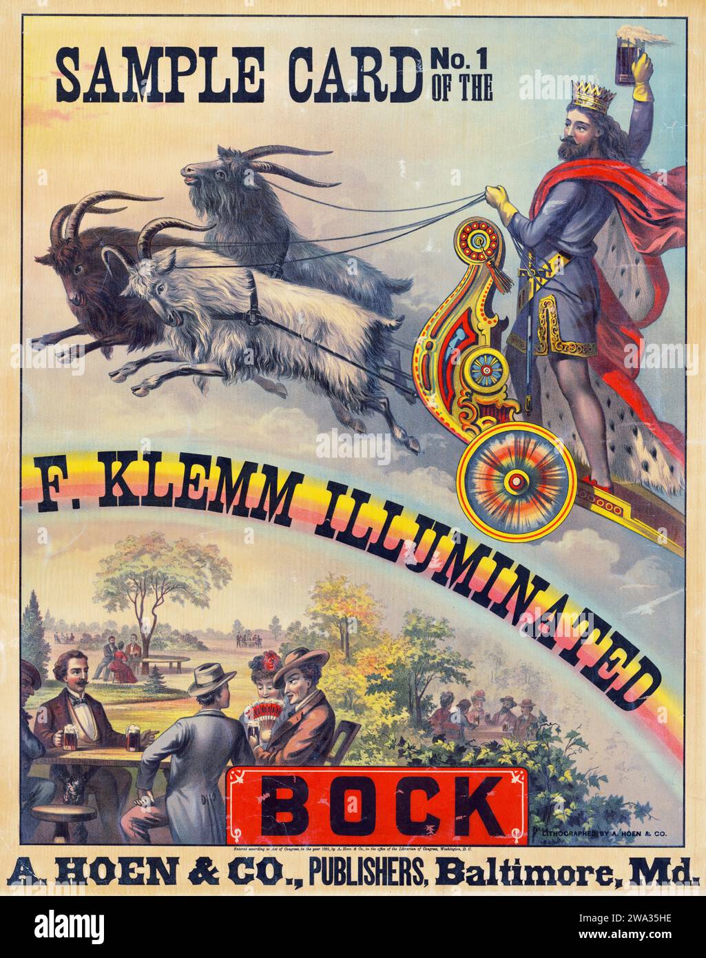 Sample card no. 1 of the F. Klemm illuminated, Bock Beer Advertising, c ...