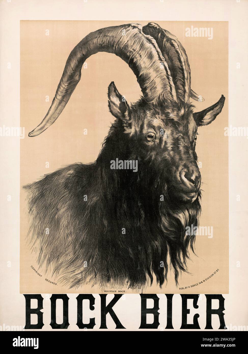 Bock Beer, mountain bock - Vintage and old beer advertising poster ...