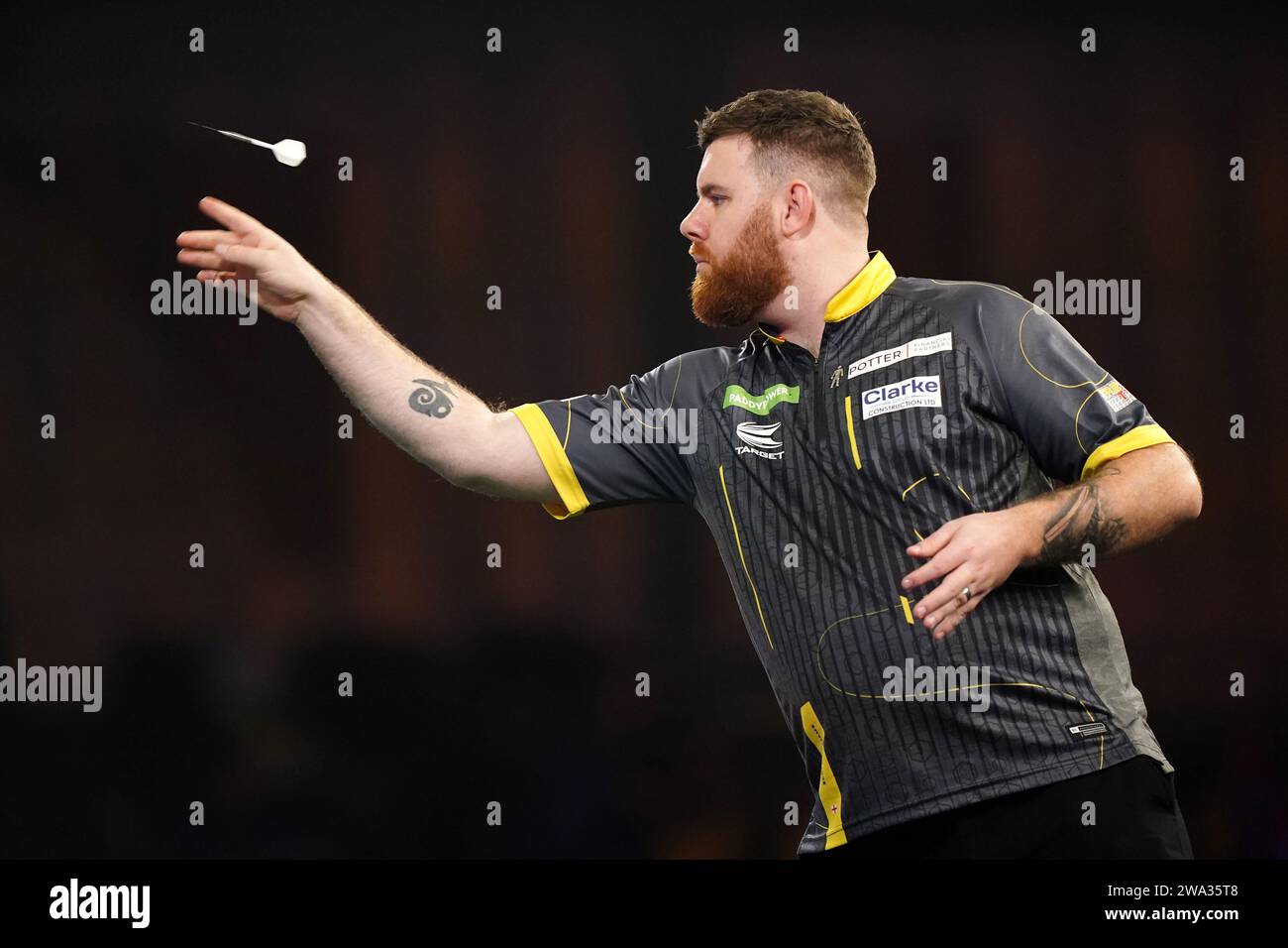 Scott Williams in action against Michael van Gerwen (not pictured) on ...