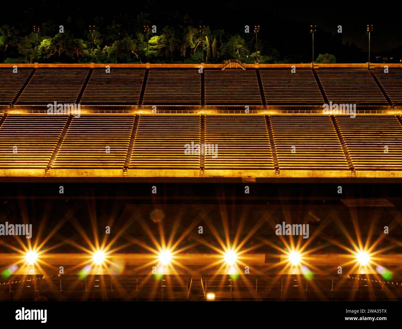 Empty seat rows lines zoomed view during an evening visit in ...