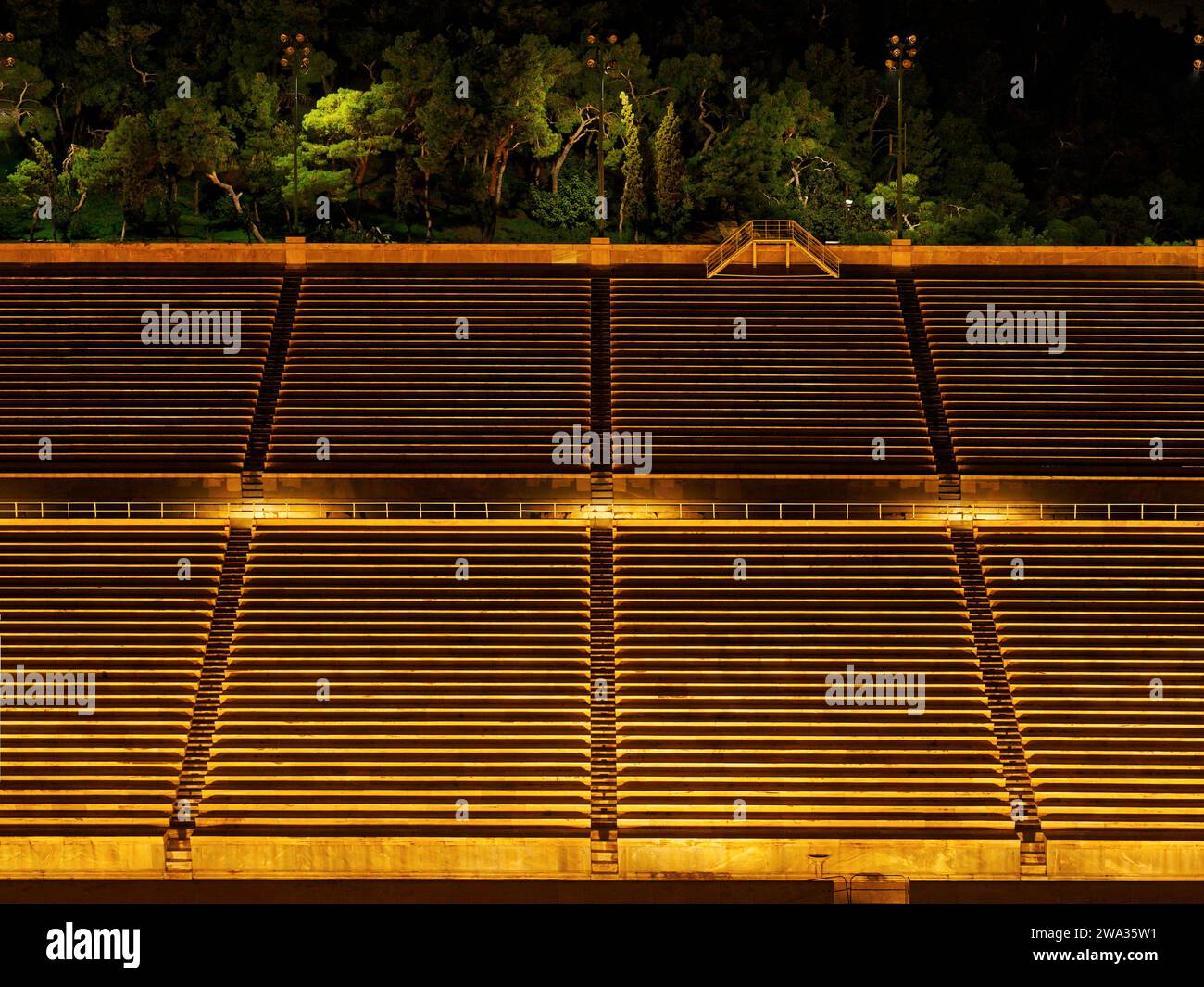 Empty seat rows lines zoomed view during an evening visit in ...